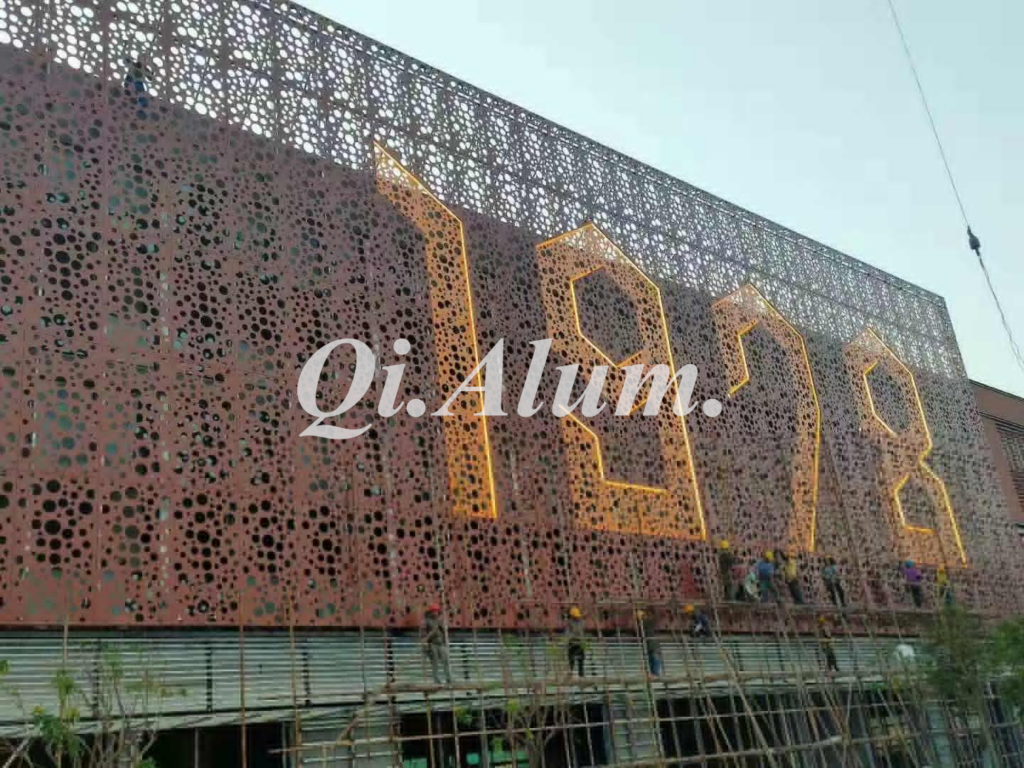 Commercial building facade aluminum CNC hole punching cladding