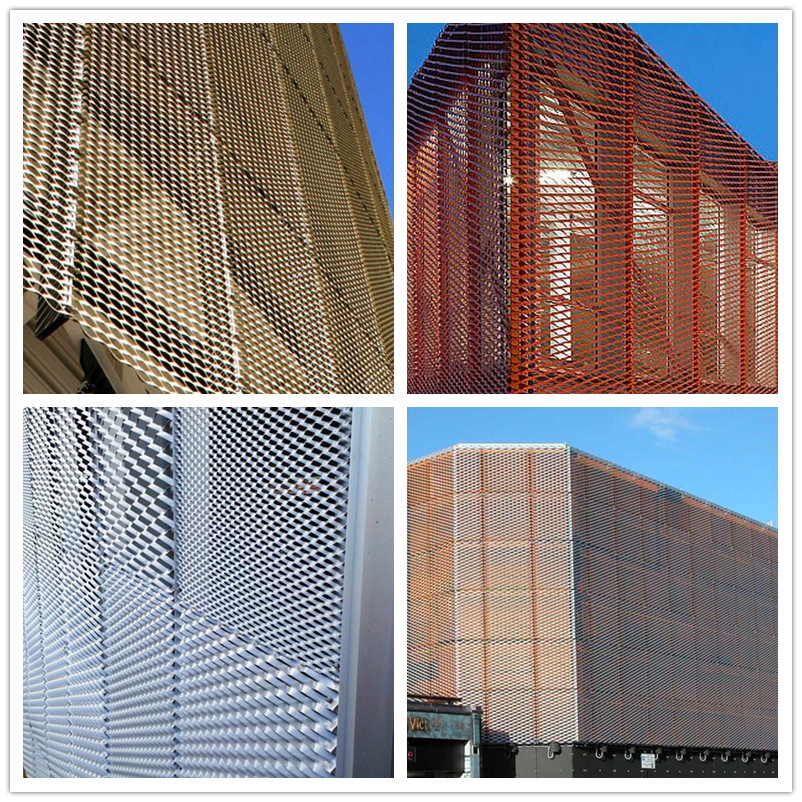 PVDF powder coating exterior curtain wall aluminum expanded mesh cladding