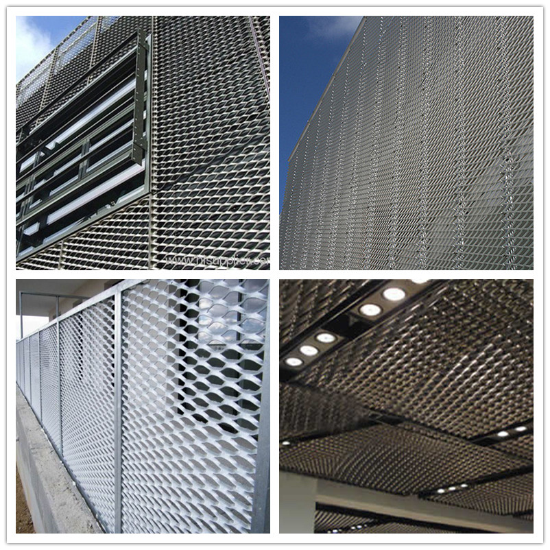 PVDF powder coating exterior curtain wall aluminum expanded mesh cladding