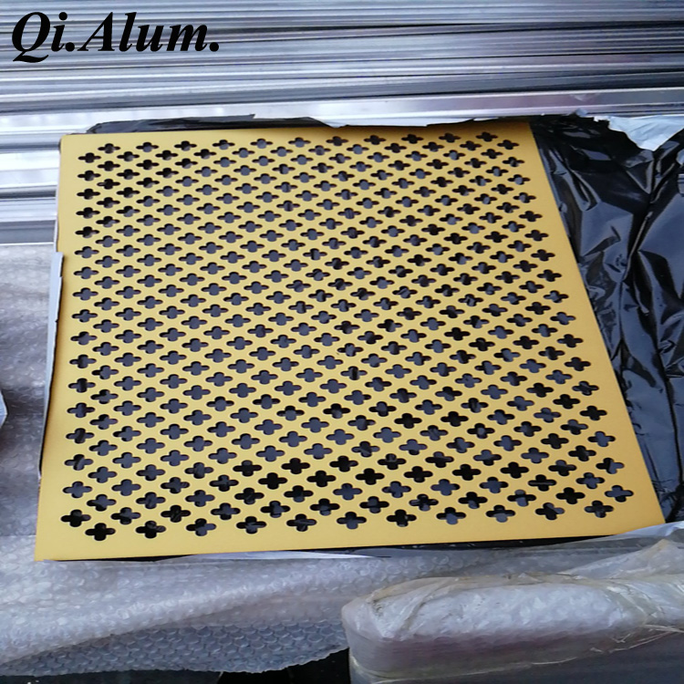 Golden painted hole punching perforated aluminum facade
