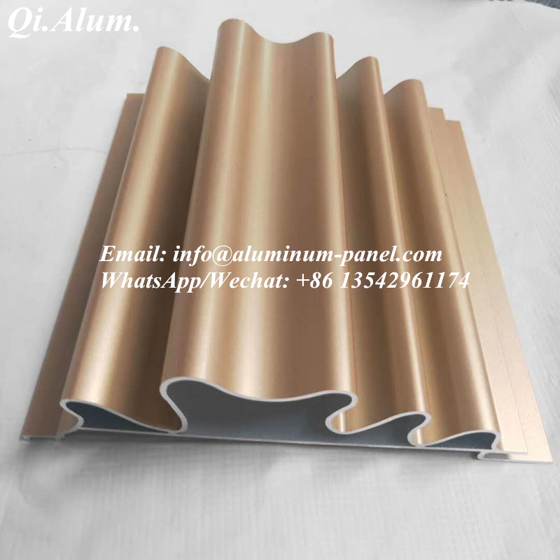 Curved section Ripple shape aluminum solid panel perforated cladding sheet