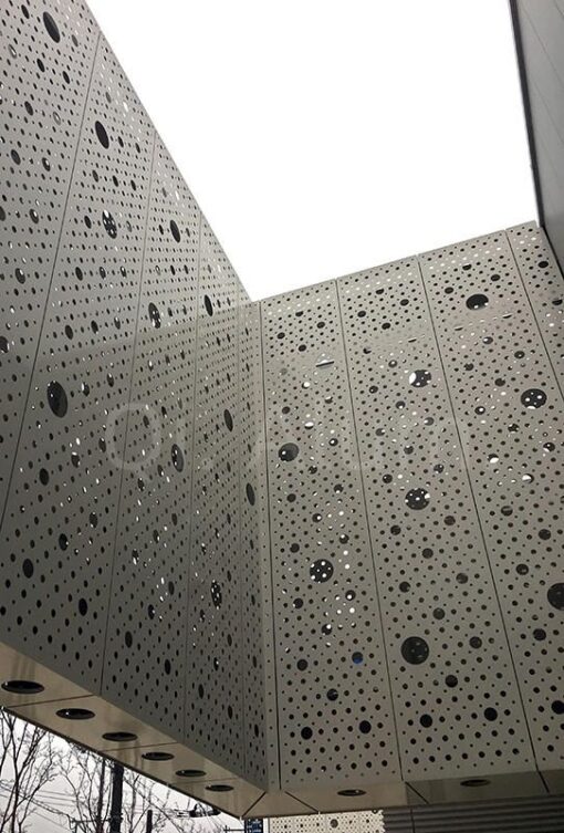 Decorative Art Metal Building Round Hole Aluminum Peforated Panel ...