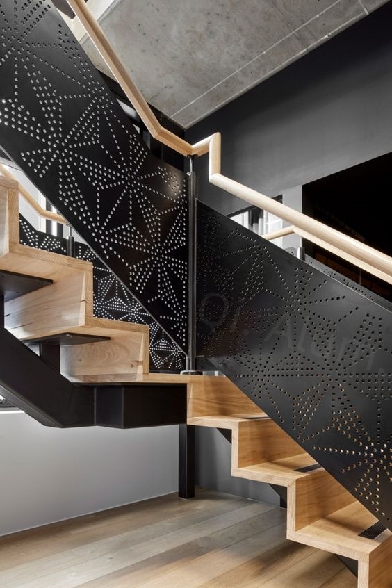 Steel stainless Aluminum perforated mesh stair handrail for modern building